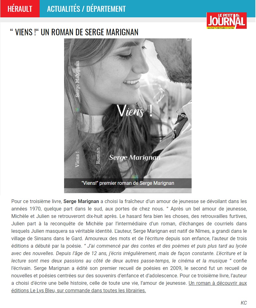 roman Serge Marignan article Le Petit Journal - Rph